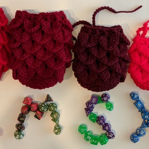 Crochet Red Dragonscale Dice Bag, Pink Dnd Dice Bag, Crochet Red/pink ...