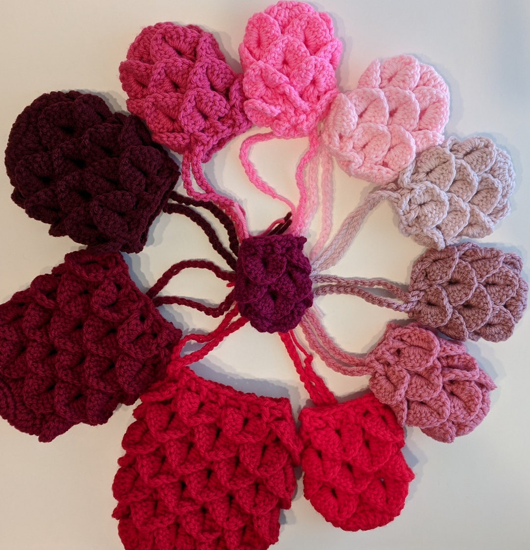 Crochet Red Dragonscale Dice Bag, Pink Dnd Dice Bag, Crochet Red/pink ...