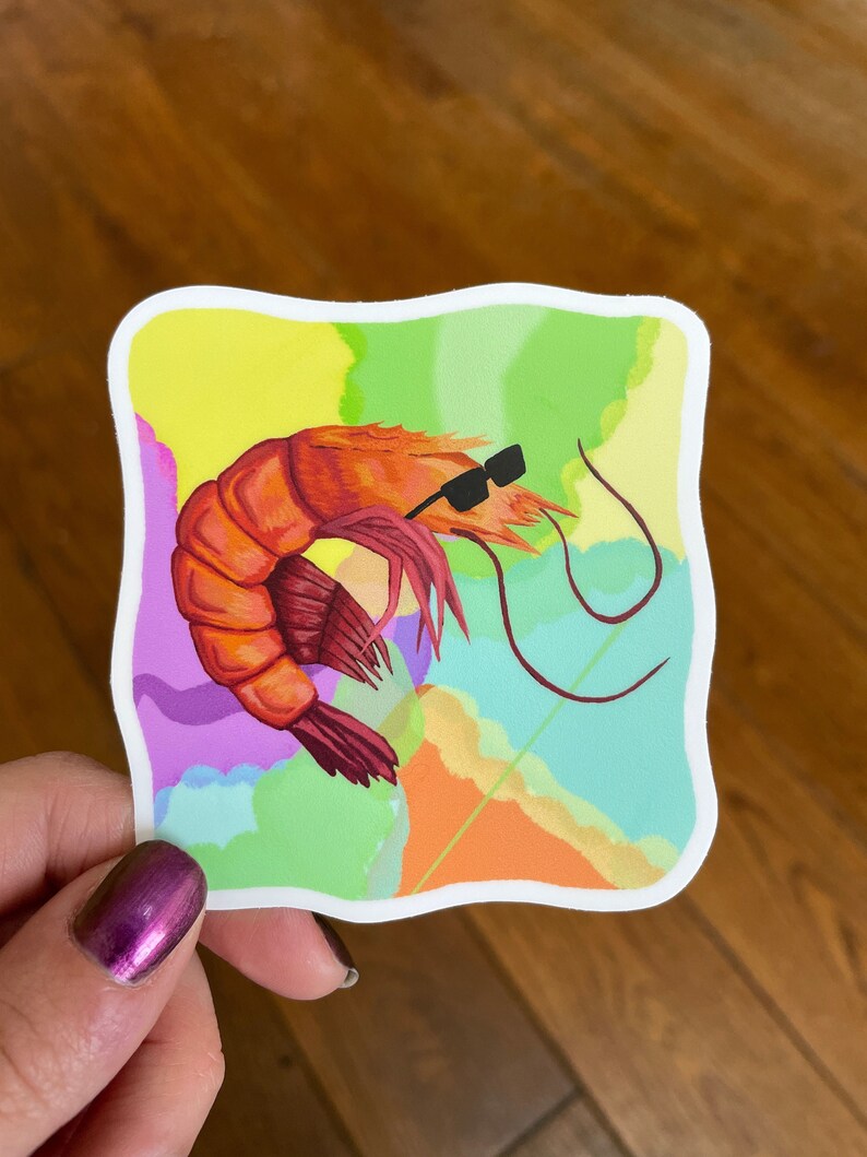 Cool Shrimp - Waterproof Vinyl Sticker - Etsy