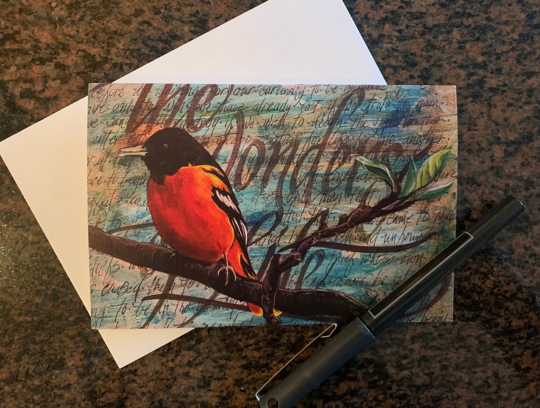 Note Cards: "baltimore Oriole" 6x4" Note Cards Made From an Original ...