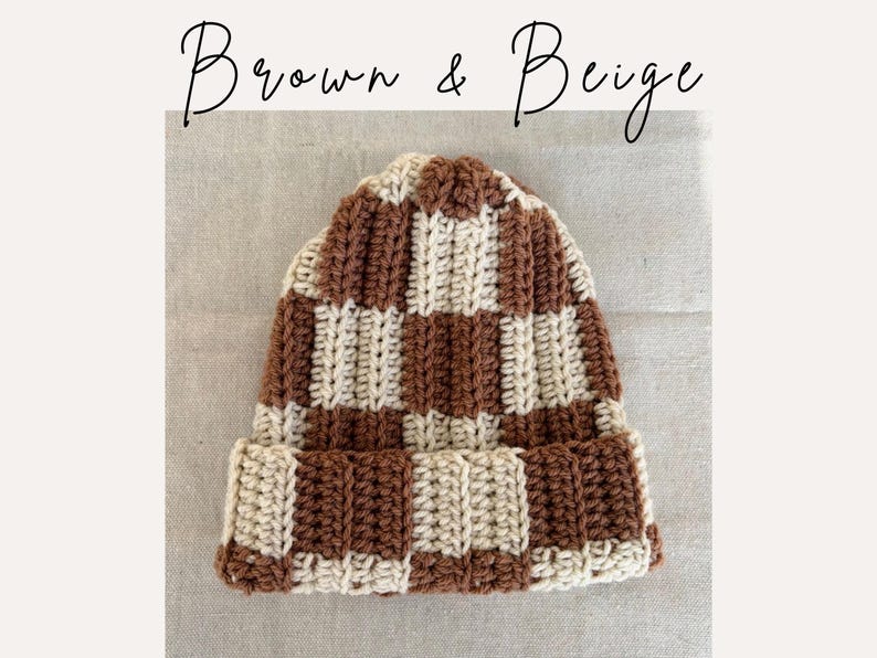 Checkered Crochet Beanie physical Item - Etsy