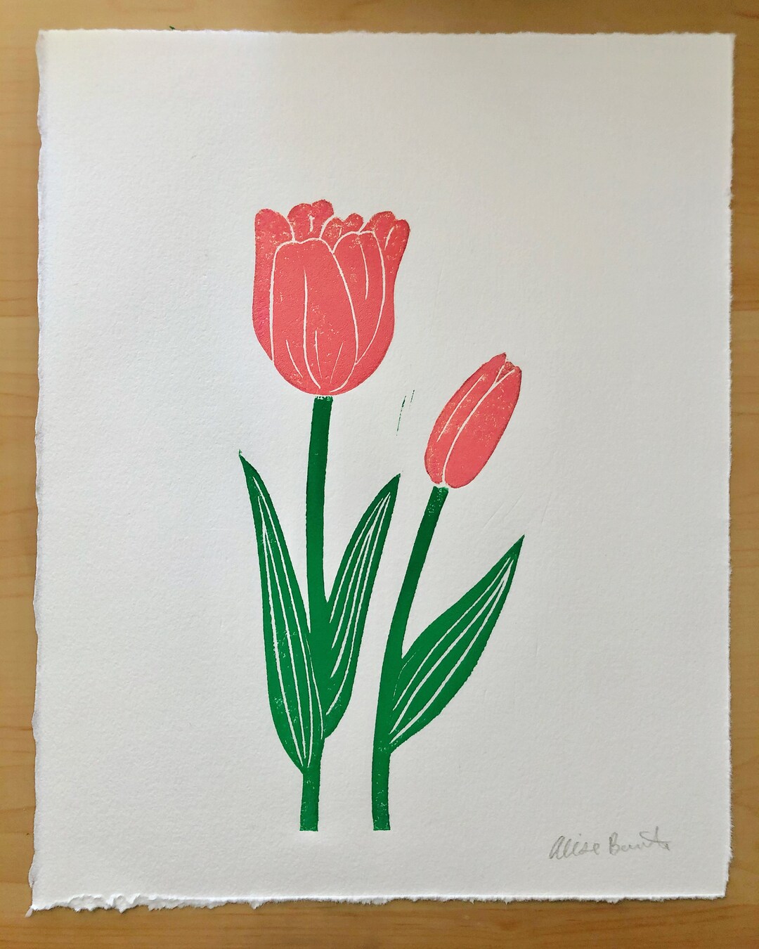 Tulip Linoleum Print - Etsy