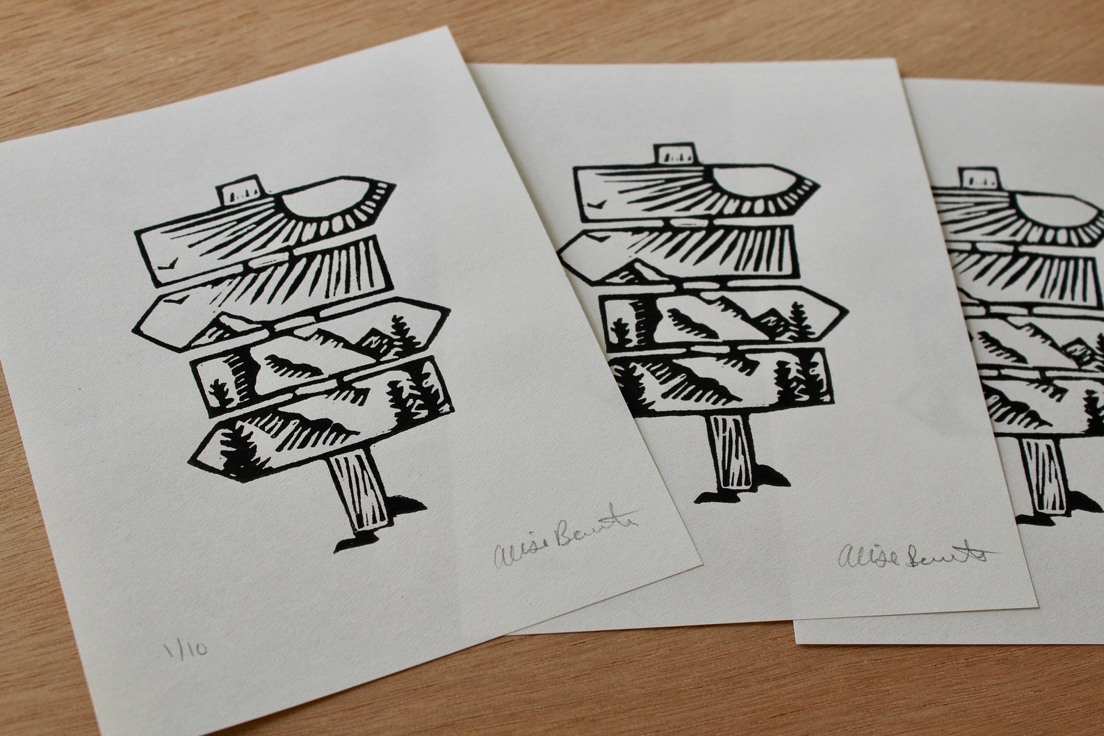 Mountain Sign, Linocut Print, Block Print, Travel Art - Etsy