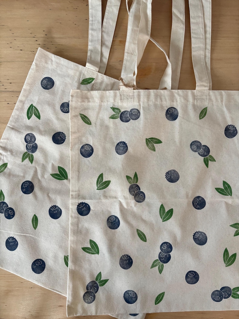 Blueberry Tote Bag | Fruit Lightweight Cotton - Etsy