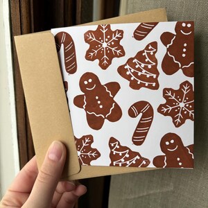 Gingerbread Cookies Christmas Card | Holiday Linoleum Print Greeting ...