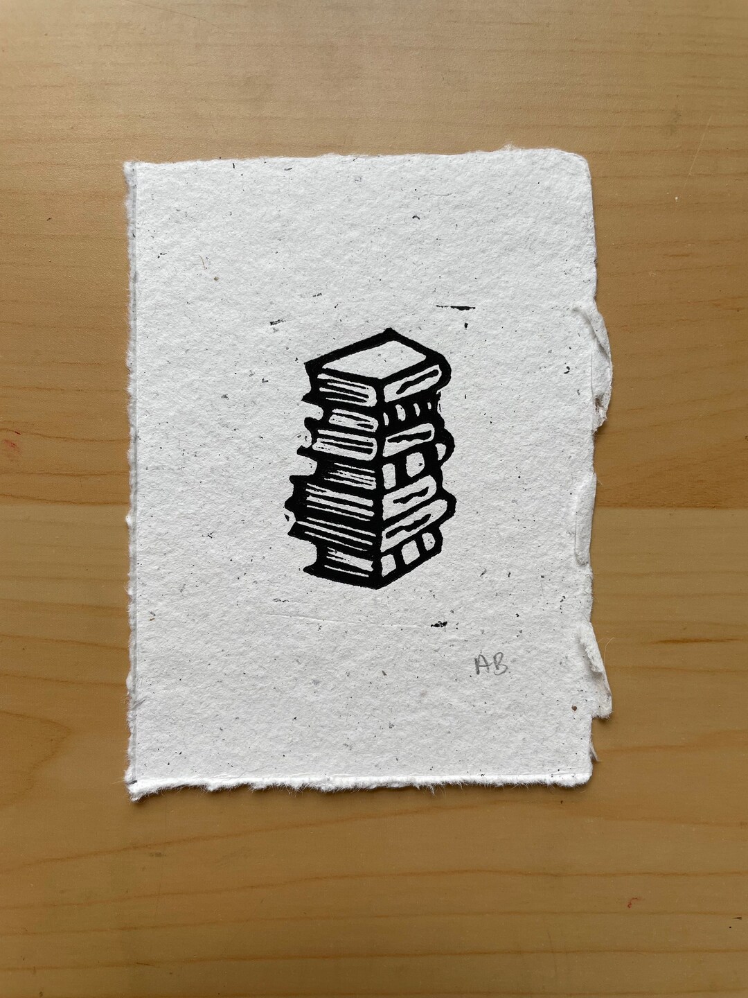 Mini Stack of Books Linoleum Print | Book Lovers Gift | Reader - Etsy