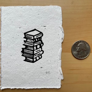 Mini Stack of Books Linoleum Print | Book Lovers Gift | Reader - Etsy