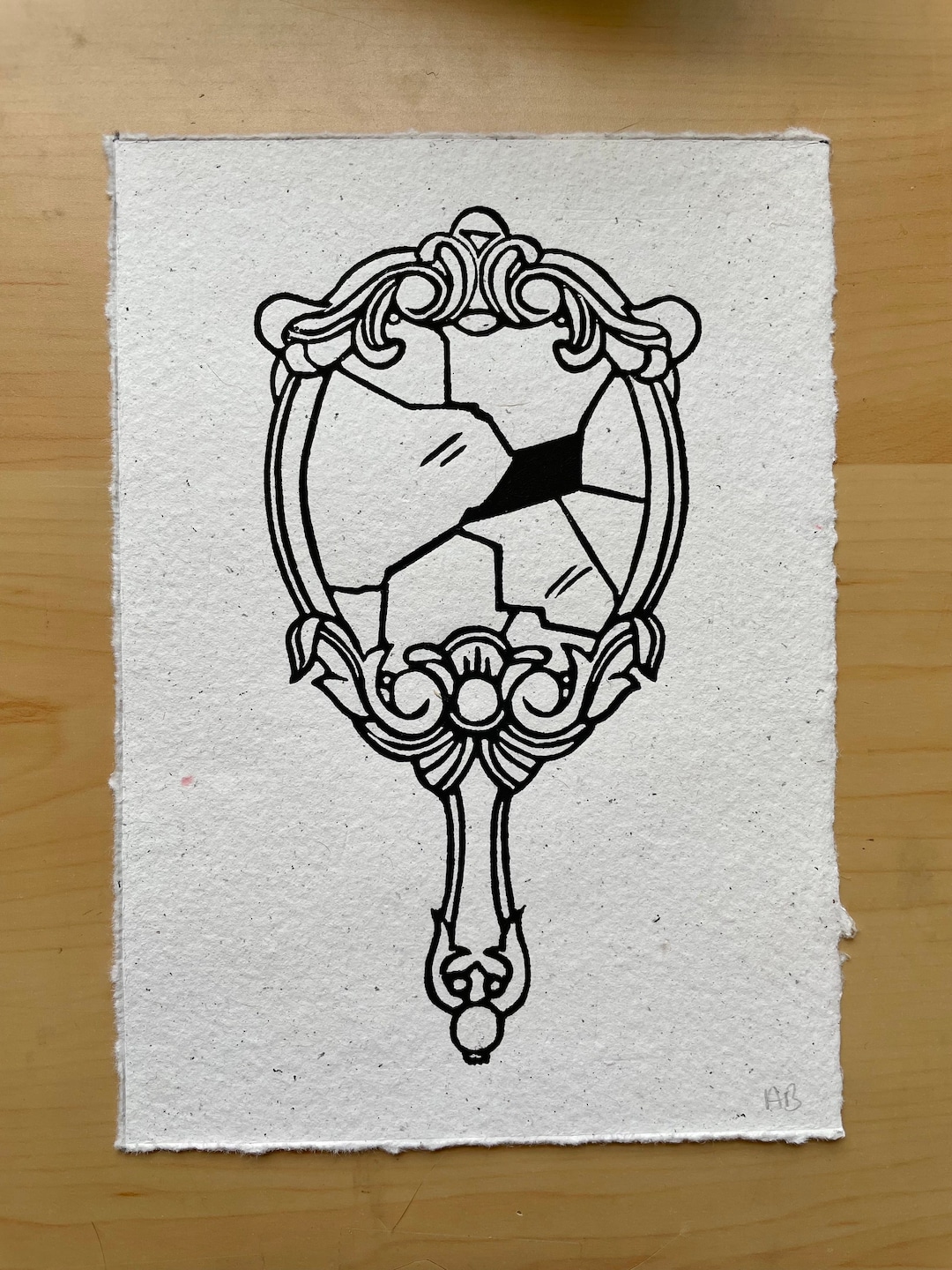 Broken Mirror Linoleum Print | Block Print - Etsy