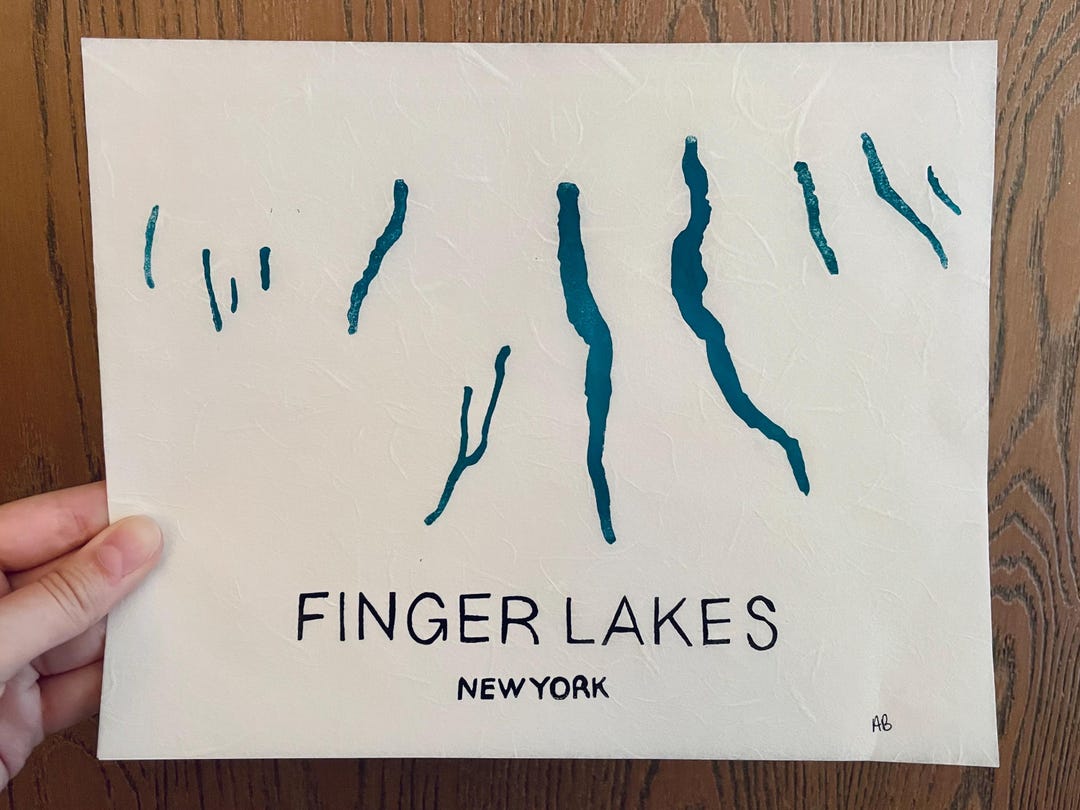 Finger Lakes Art Print | FLX New York | Linoleum Print | Linocut - Etsy
