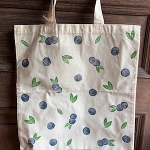 Blueberry Tote Bag | Fruit Lightweight Cotton - Etsy