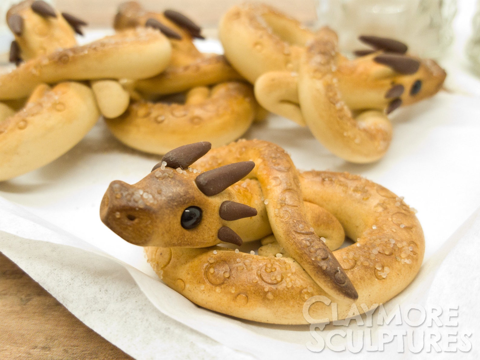 Pretzel Inspired Polymer Clay Lindworm Dragon Figure | Etsy