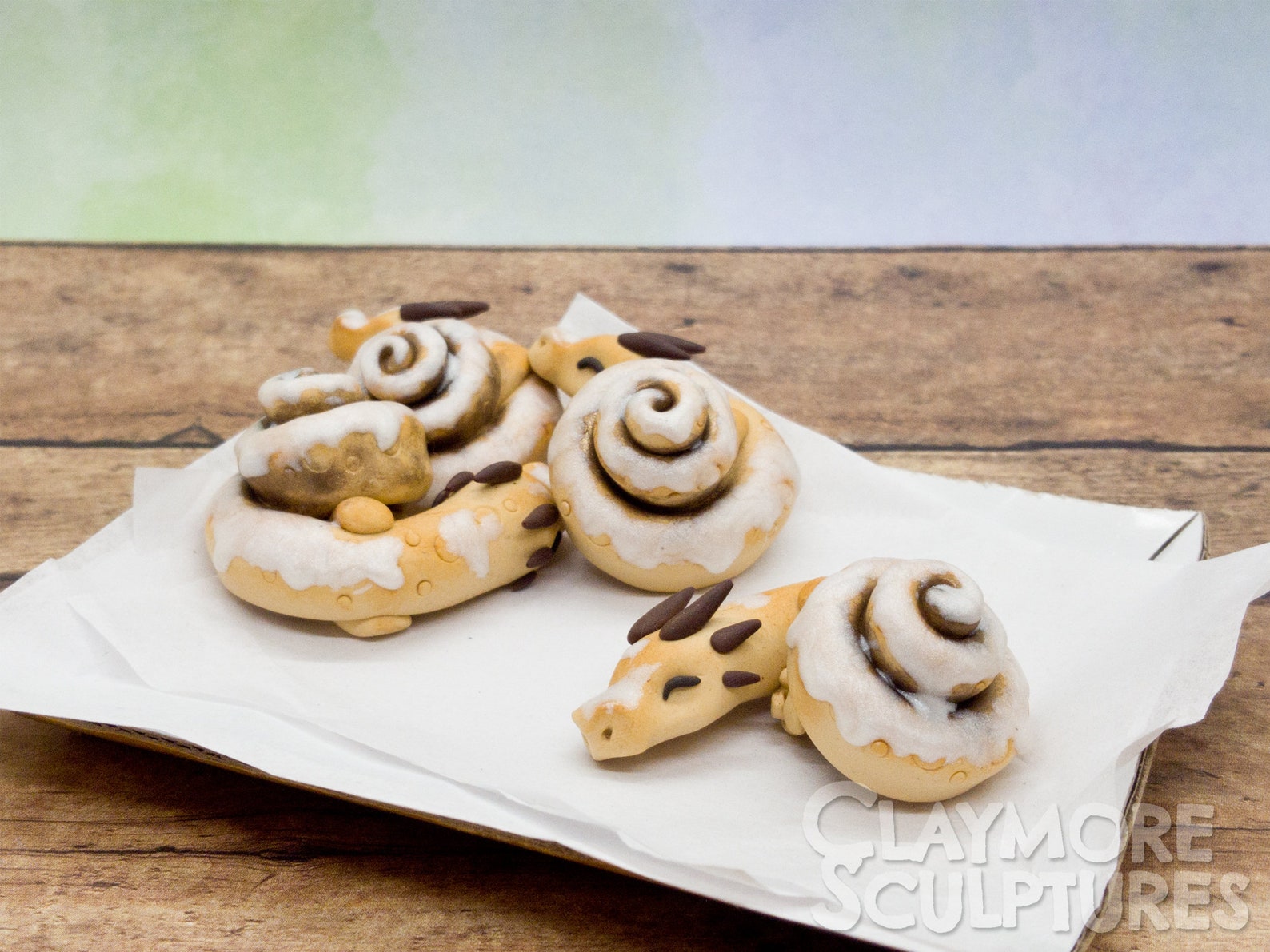 Cinnamon Roll Inspired Polymer Clay Lindworm Dragon Figure - Etsy