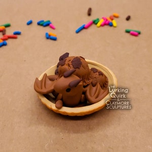 Chocolate Ice Cream Dragon- Polymer Clay Sculpture - Etsy
