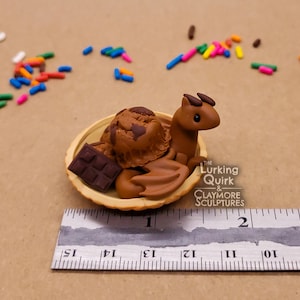 Chocolate Ice Cream Dragon- Polymer Clay Sculpture - Etsy