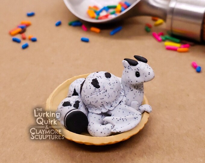 Cookies and Cream Ice Cream Dragon- Polymer Clay Sculpture - Etsy