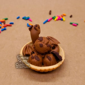 Chocolate Ice Cream Dragon- Polymer Clay Sculpture - Etsy