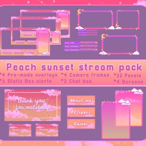 Pastel Peach Sunset Stream Pack / Twitch Stream Pack / Cute Stream Pack ...