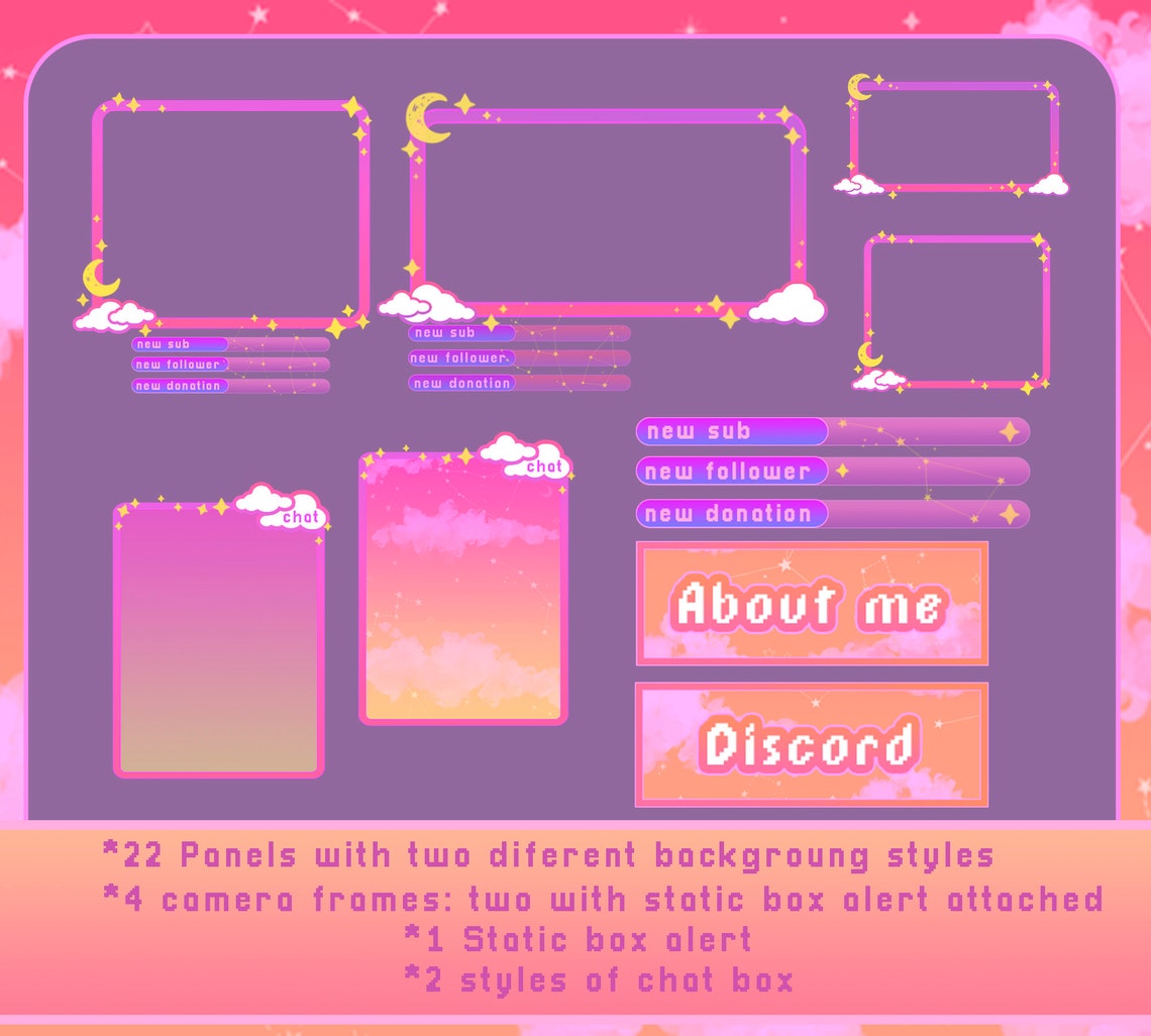 Pastel Peach Sunset Stream Pack / Twitch Stream Pack / Cute Stream Pack ...