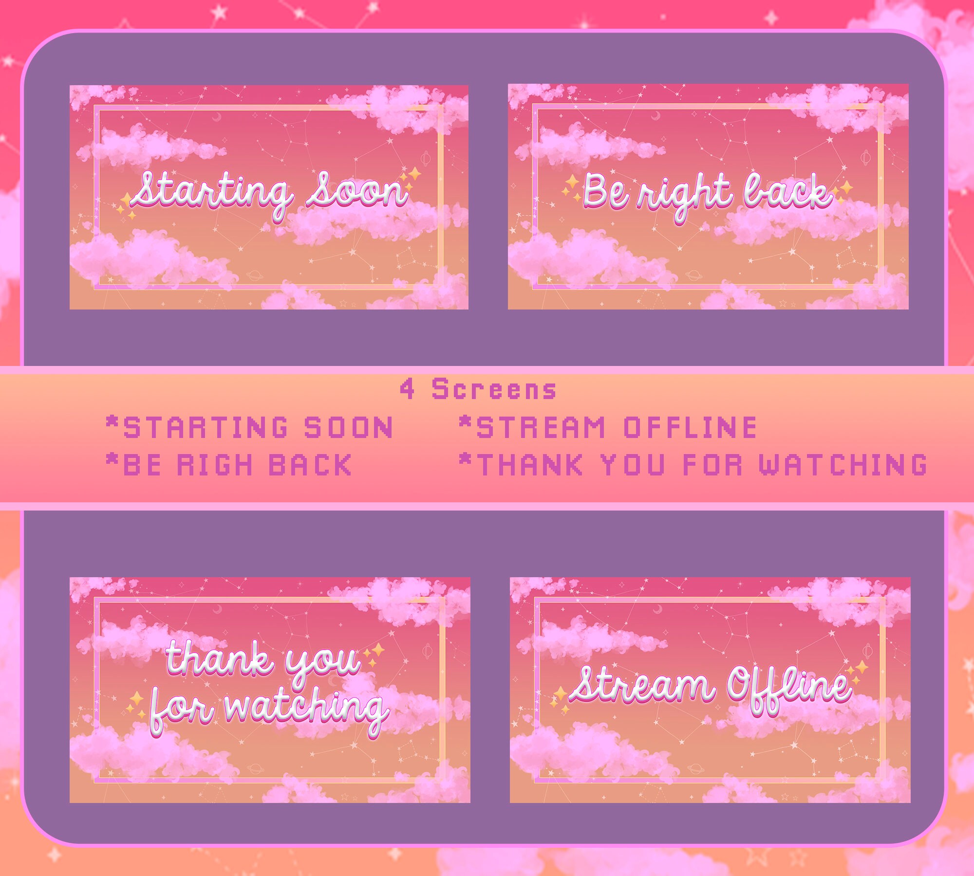 Pastel Peach Sunset Stream Pack / Twitch Stream Pack / Cute Stream Pack ...