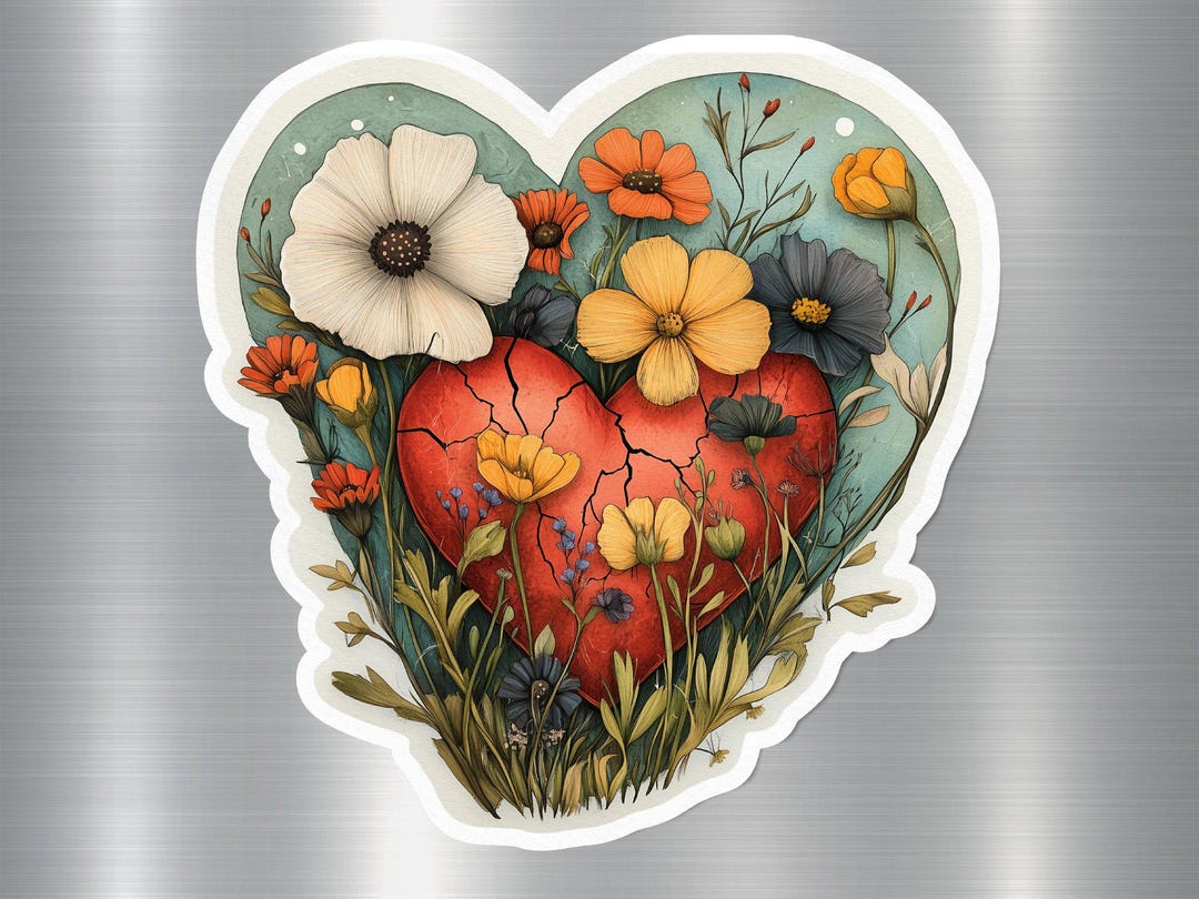 Heart Shaped Magnet With Floral Design, Unique Heart Magnet With ...