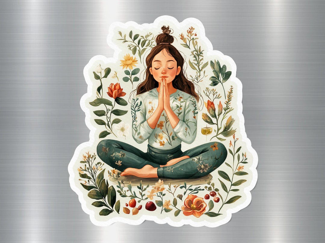 Zen Yoga Meditation Magnet, Floral Art Magnet, Inspirational Fridge ...