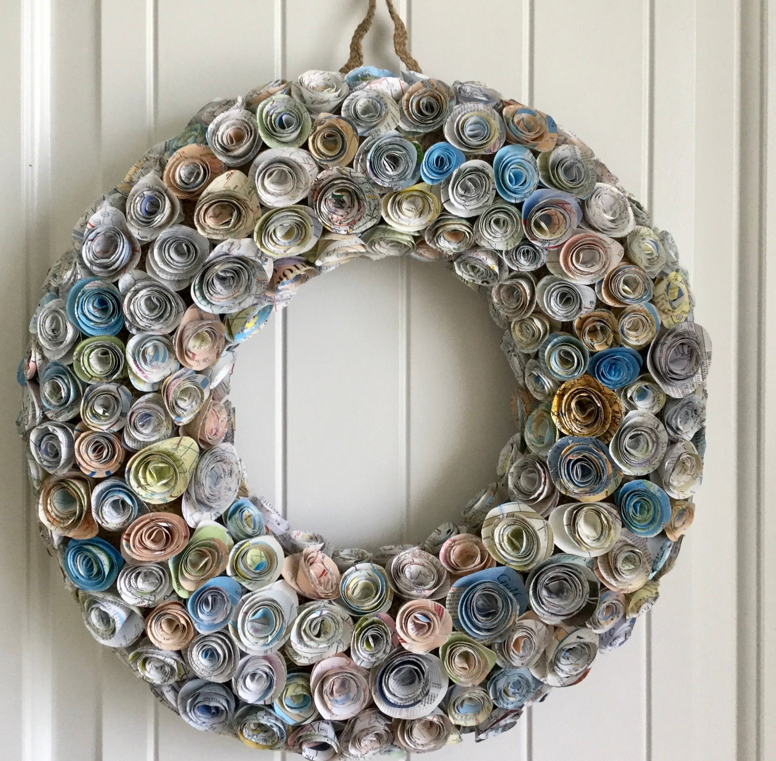 Atlas Flower Wreath: Year-round Decor for Map Lovers, Travel ...