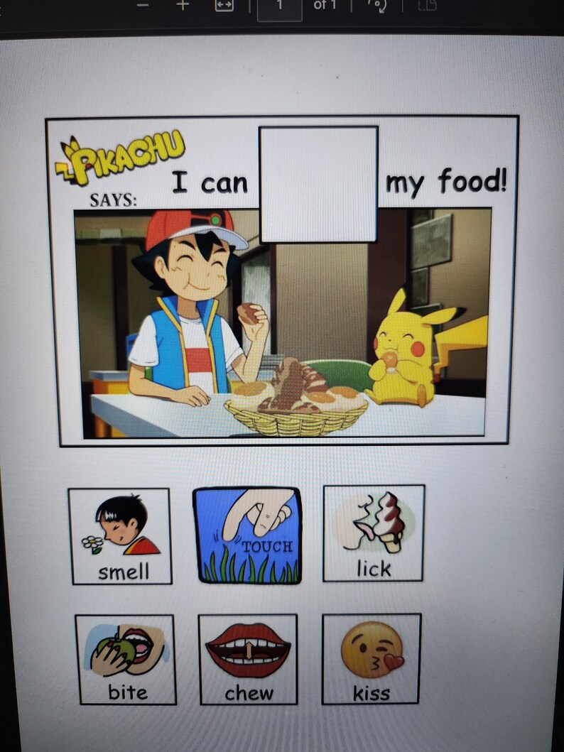 Pikachu Food Interaction Therapy Chart-kids, Preschool, Pre-k & Toddler ...