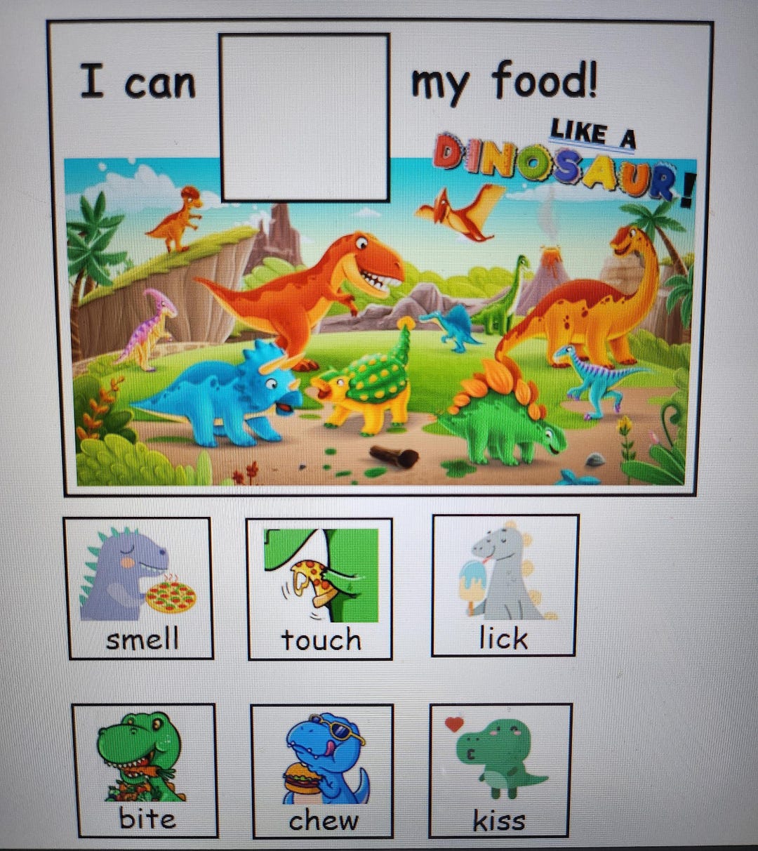 Dinosaur Food Interaction Therapy Chart-kids, Preschool, Pre-k ...