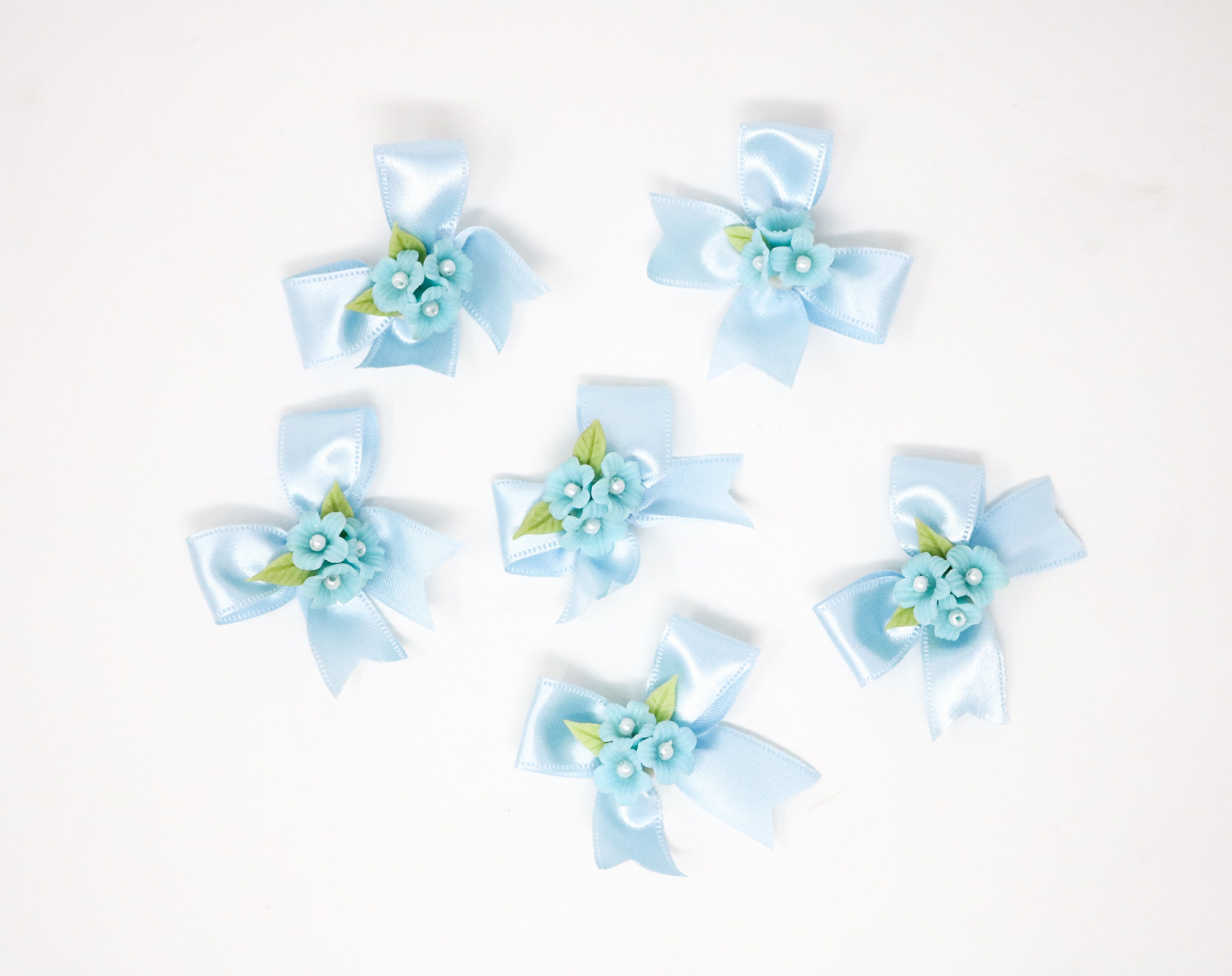 12 PCS Decorated Handmade Mini Satin Bows With Flower - Etsy
