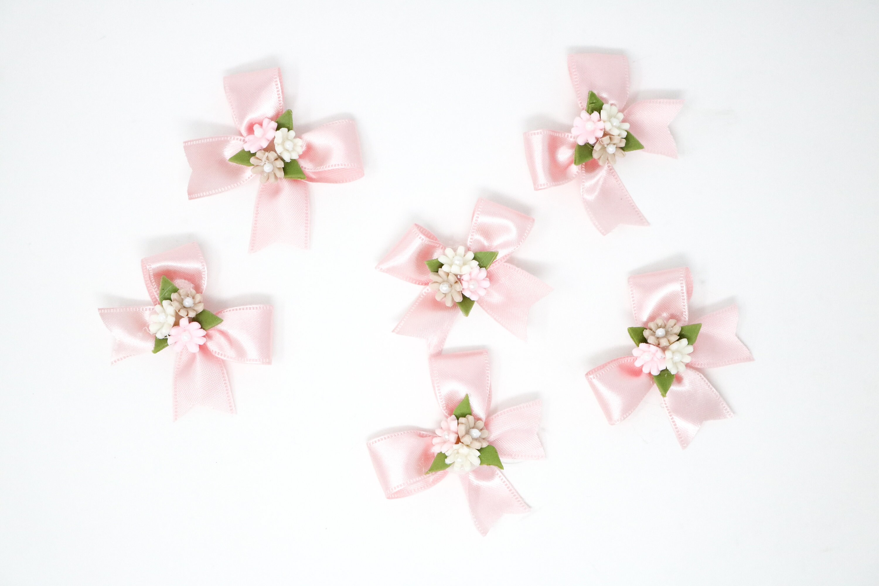 12 PCS Decorated Handmade Mini Satin Bows with Flower | Etsy