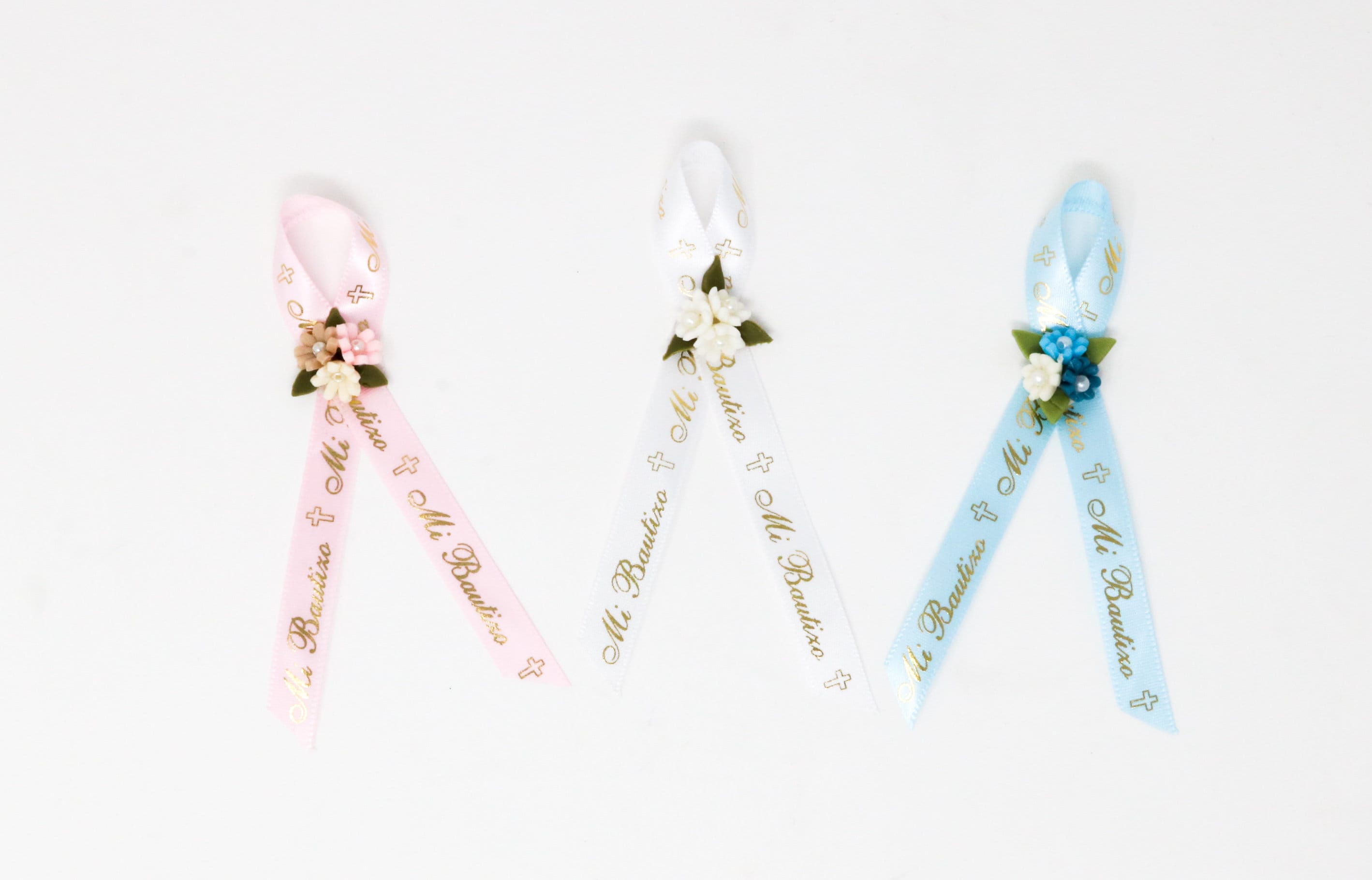 12 Pieces Decorated Mi Bautizo/ Baptism Bow With Flower Mi - Etsy