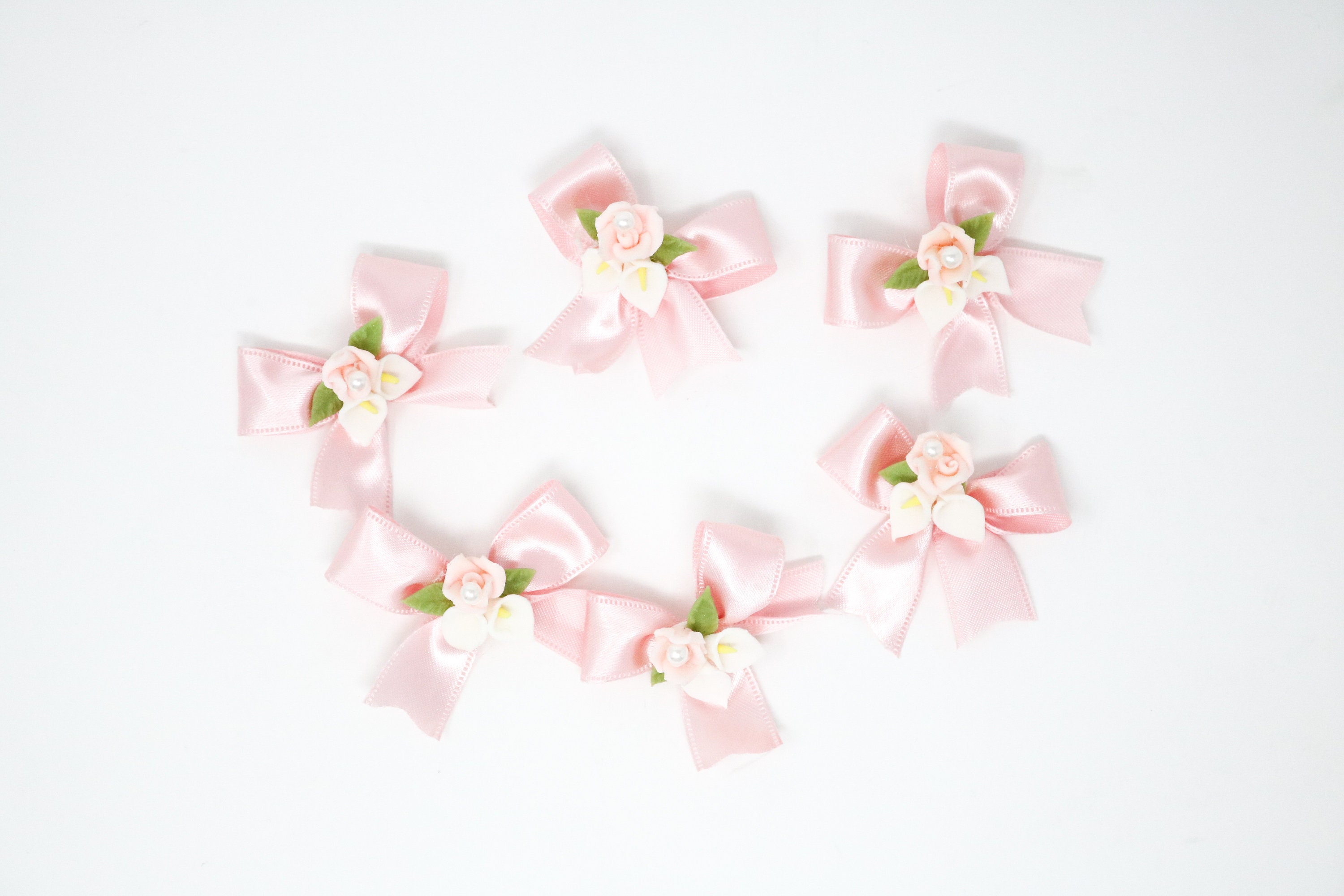12 PCS Decorated Handmade Mini Satin Bows With Flower - Etsy