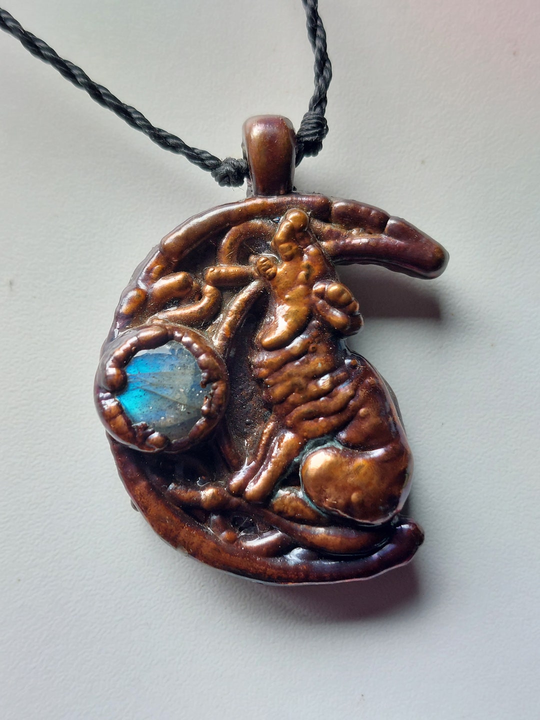 Copper Electroform Wolves With Labradorite Crystals - Etsy