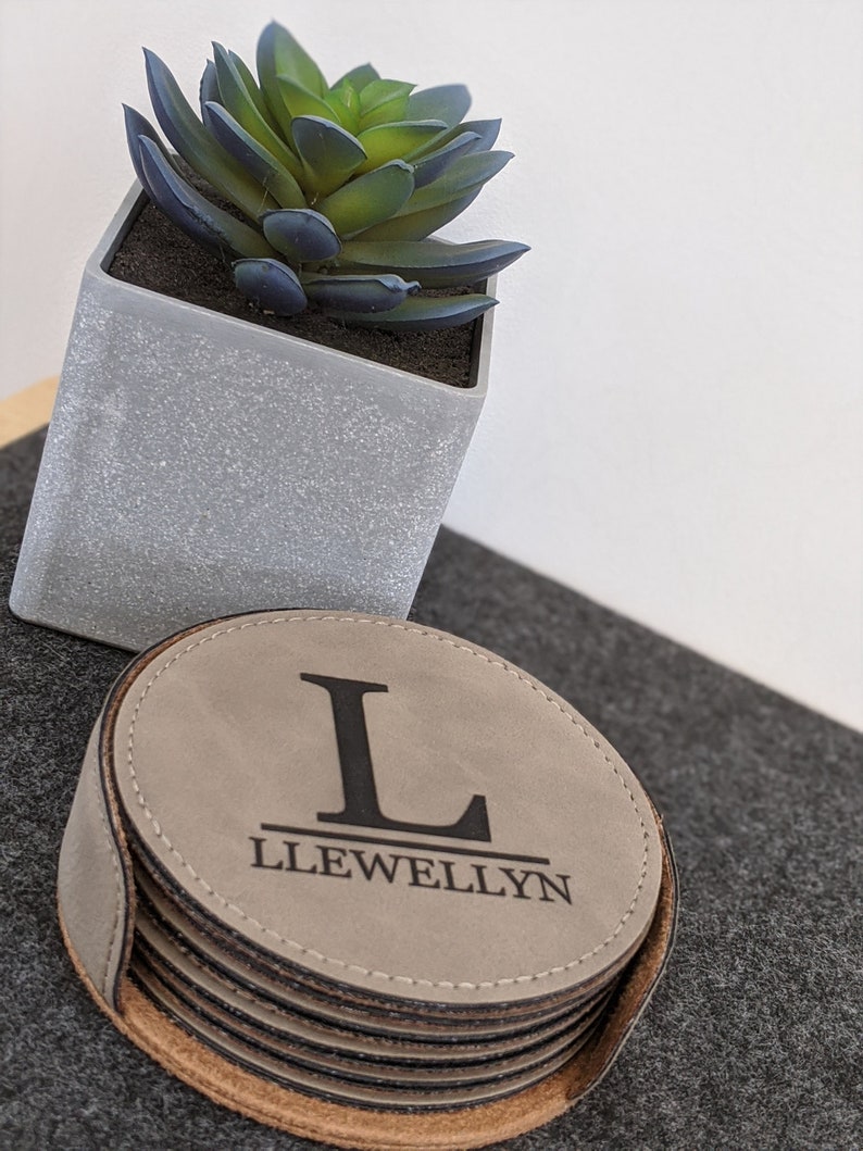 Personalised Table Coaster Faux Leather 4 Colors - Etsy