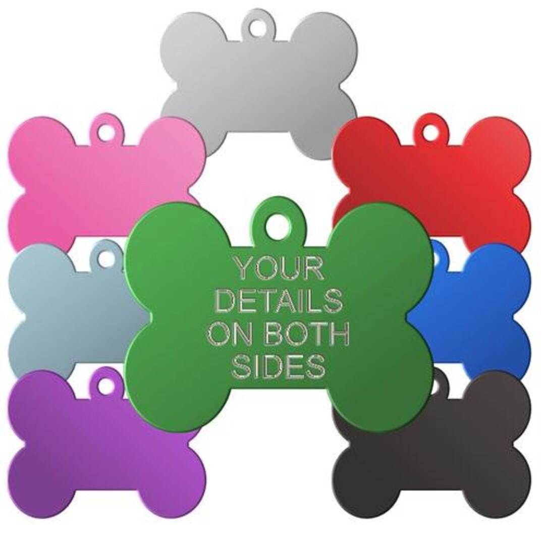 Personalised Aluminium Dog Tag - 3 Sizes Pet Identification Tag Puppy ...