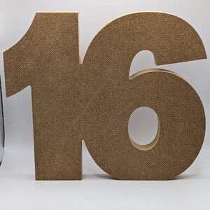 MDF 18mm Thick Free Standing Wooden Numbers 10cm up to 100cm ANY FONT ...