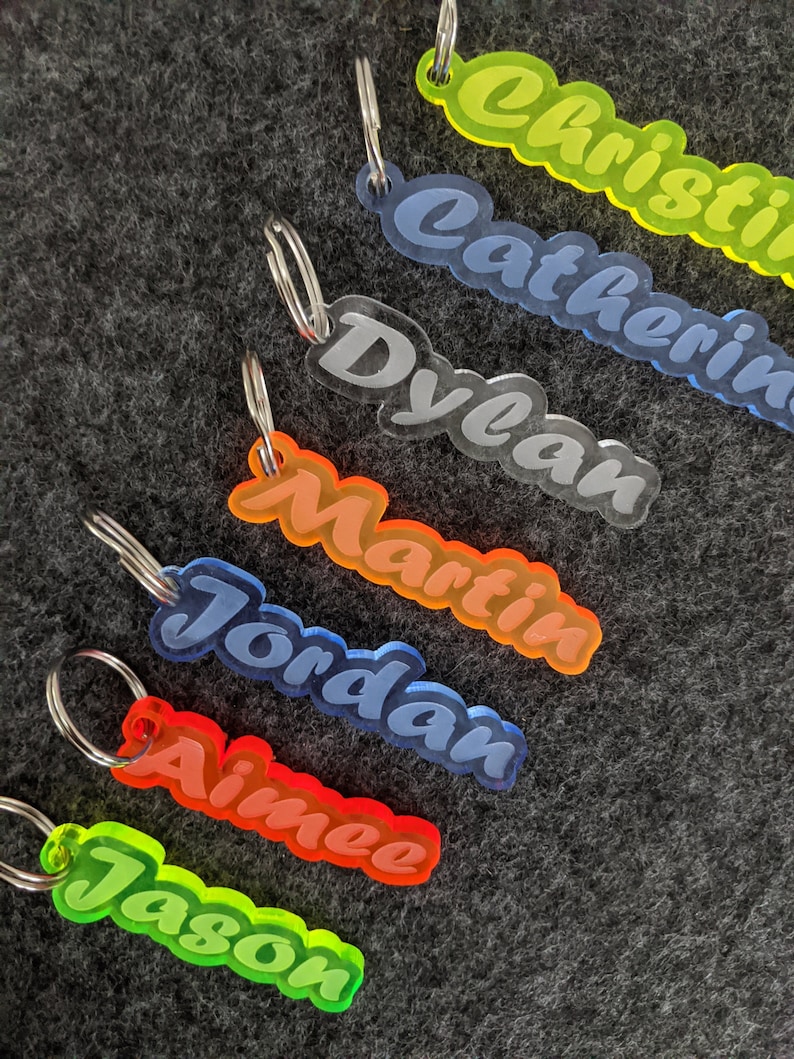 Personalised Any Name Laser Blue Cut & Engraved Keyring - Etsy