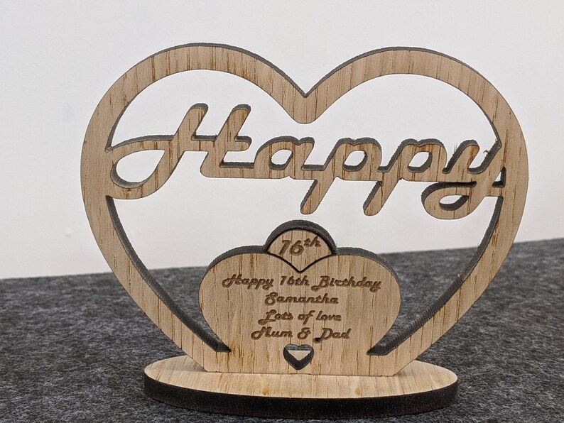 Personalised Freestanding Heart for 13th 16th 18th 21st 30th 40th ...