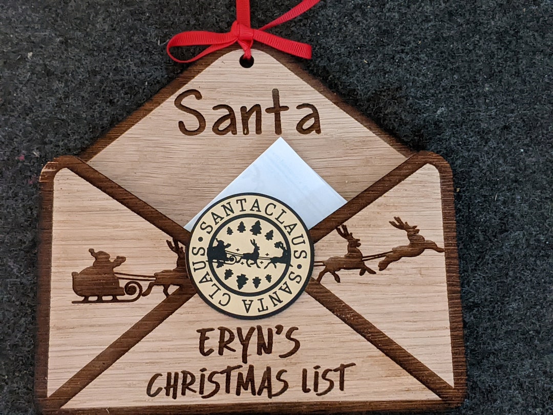 Personalised Wood Envelope, Santa Letter Holder, Father Christmas Wish ...