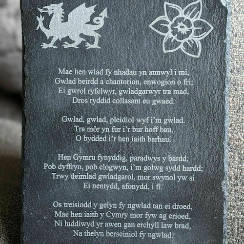 Wales Slate Plaque With Welsh National Anthem Daffodil Detail - Etsy UK
