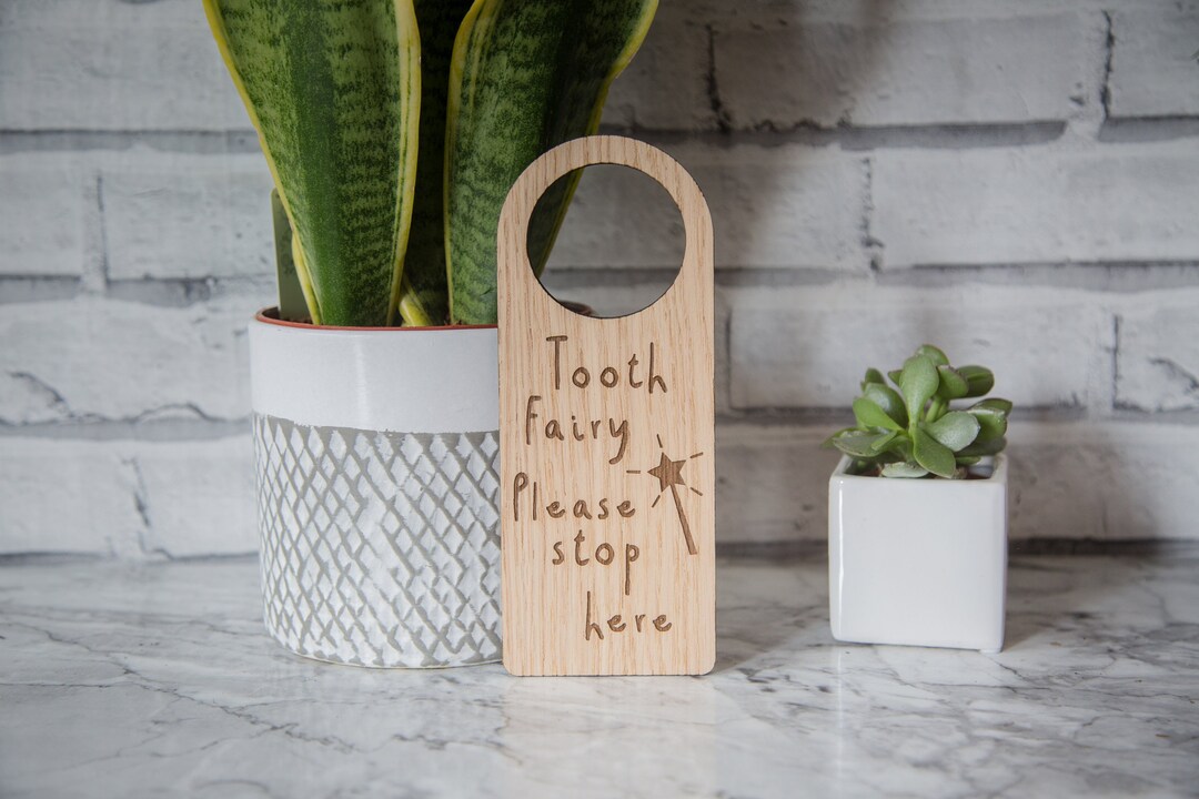 Personalised Tooth Fairy Stop Here Door Hanger - Tooth Fairy Sign ...