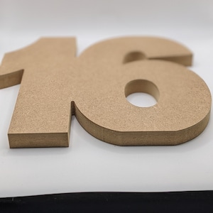 MDF 18mm Thick Free Standing Wooden Numbers 10cm up to 100cm ANY FONT ...