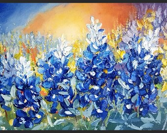 Bluebonnet painting | Etsy