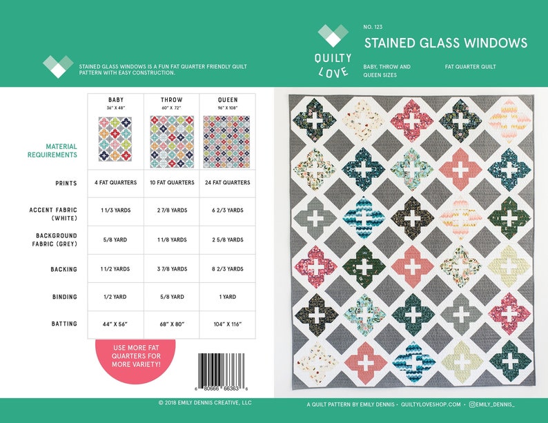 Quilt Pattern/stained Glass Windows/emily Dennis/quilty - Etsy