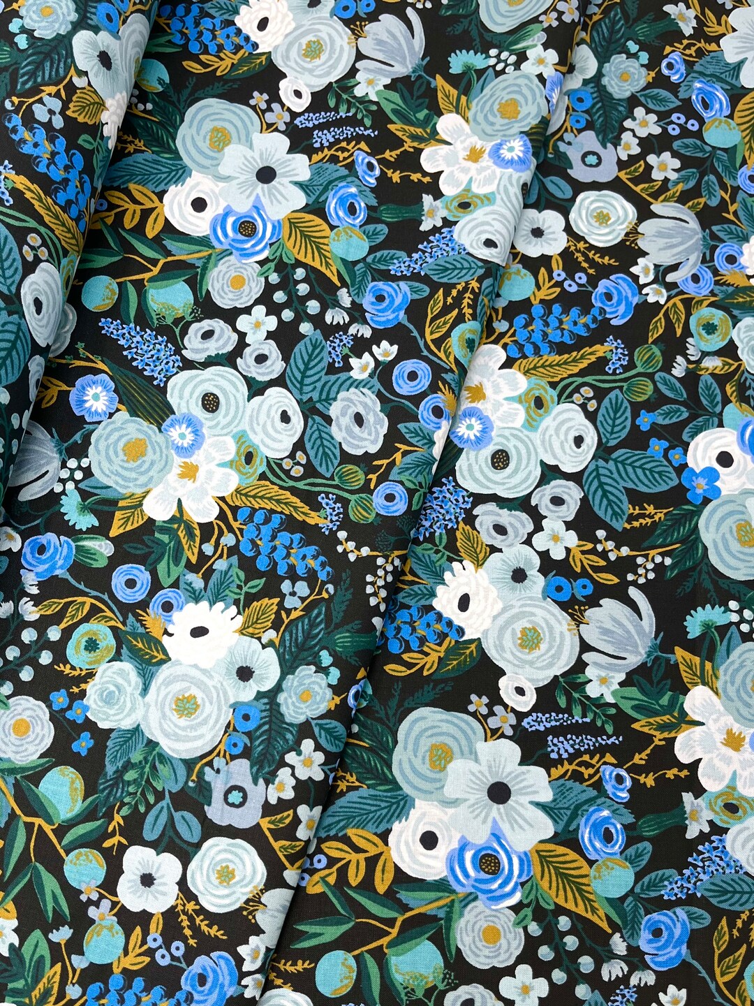 Blue Floral/garden Party/rifle Paper Co./cotton Steel/rjr Fabrics/100% ...