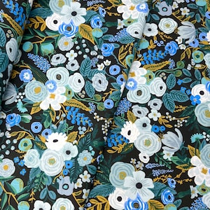 Blue Floral/garden Party/rifle Paper Co./cotton Steel/rjr Fabrics/100% ...