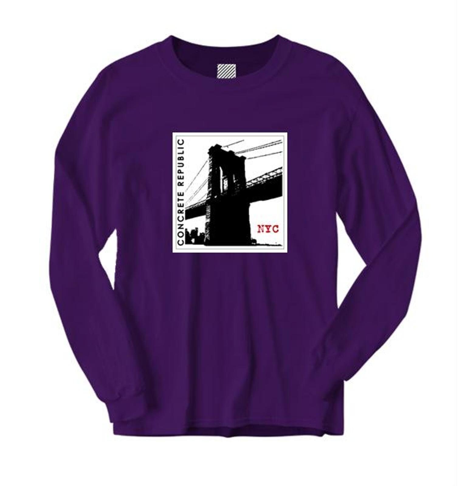 Mens Brooklyn Bridge Long Sleeve T-shirts "ink" Ultra Modern/minimalist ...