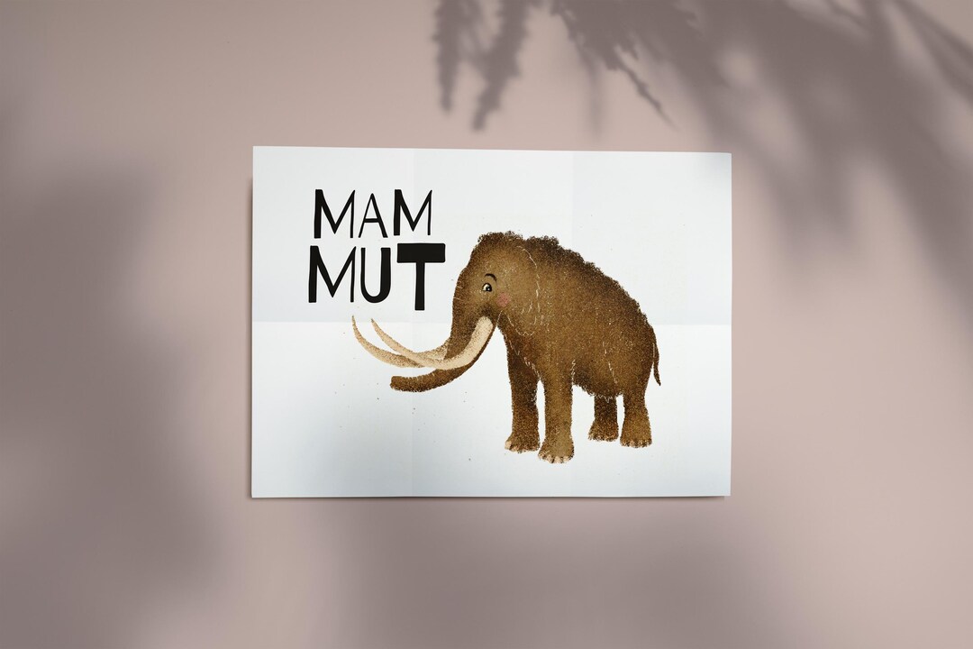 Mammoth Poster, Children's Room, Illustration, - Etsy