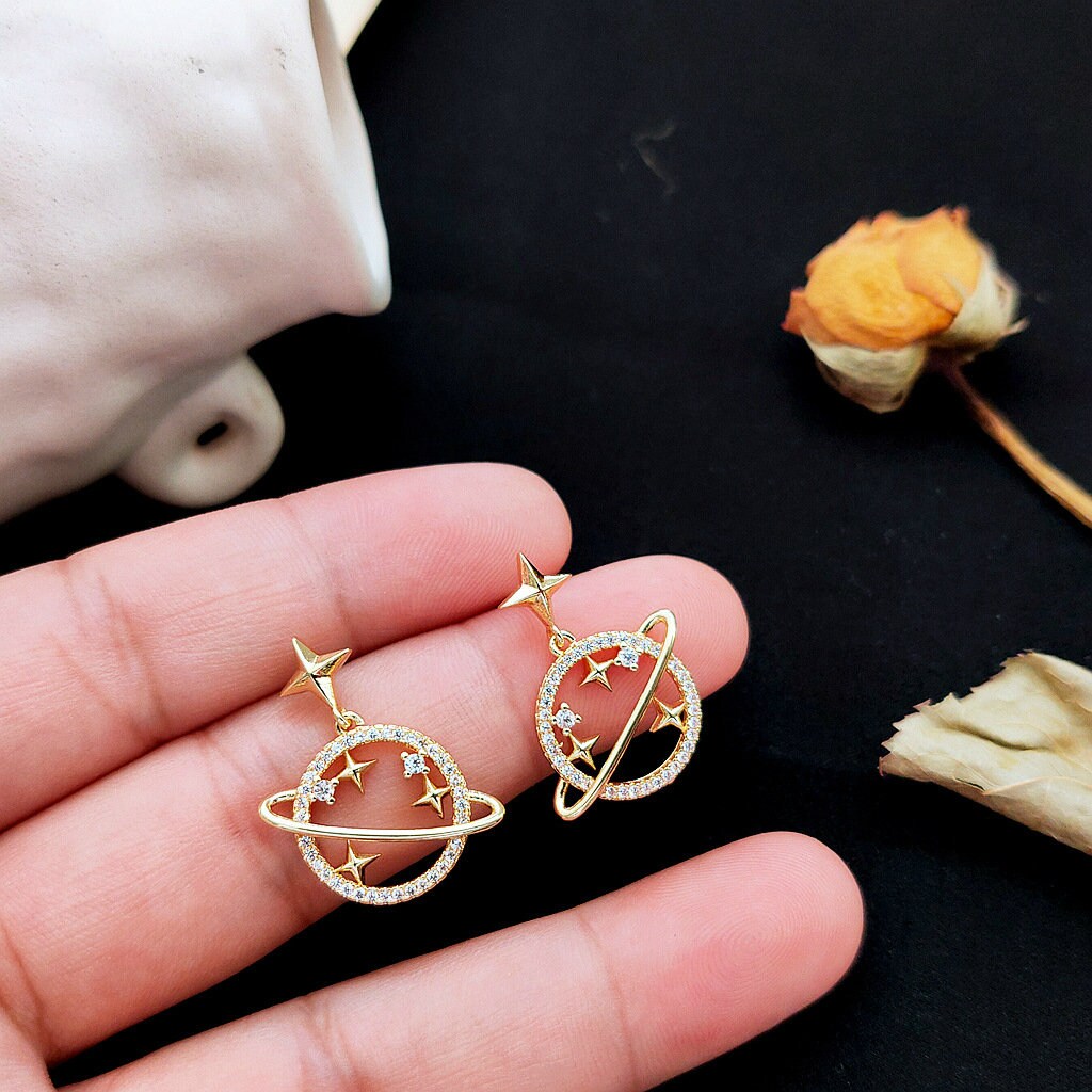 Planet Earrings Space earringssaturn earringsgalaxy | Etsy