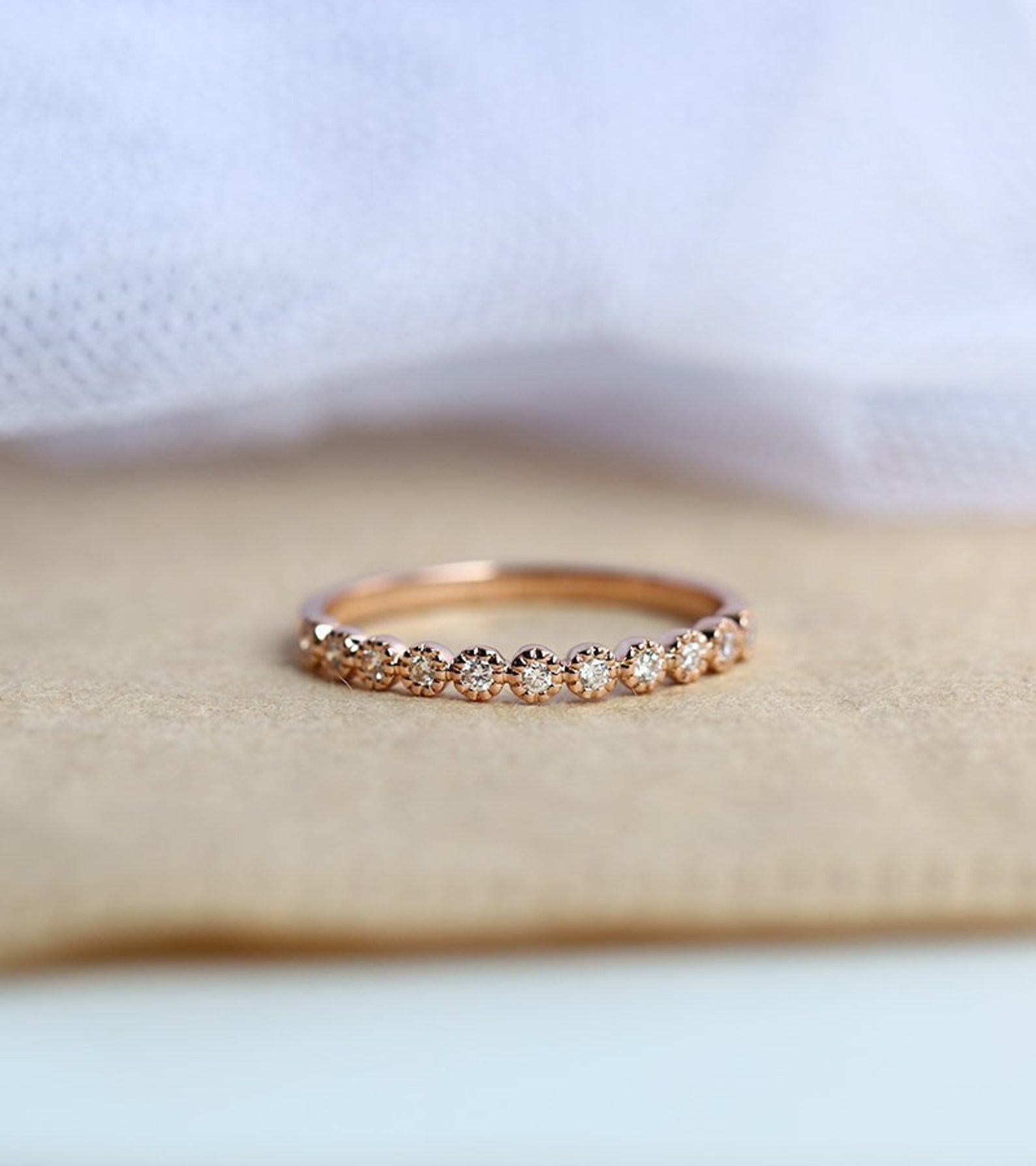 Rose Gold CZ Ring Rose Gold Half Eternity Ring Rose Gold - Etsy